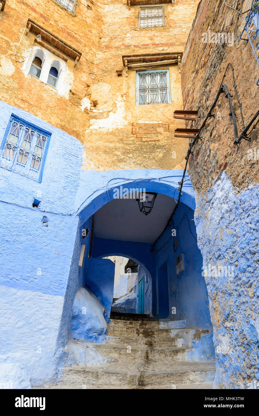 Blue walls of the houses of Chefchaouen, Morocco Stock Photo - Alamy