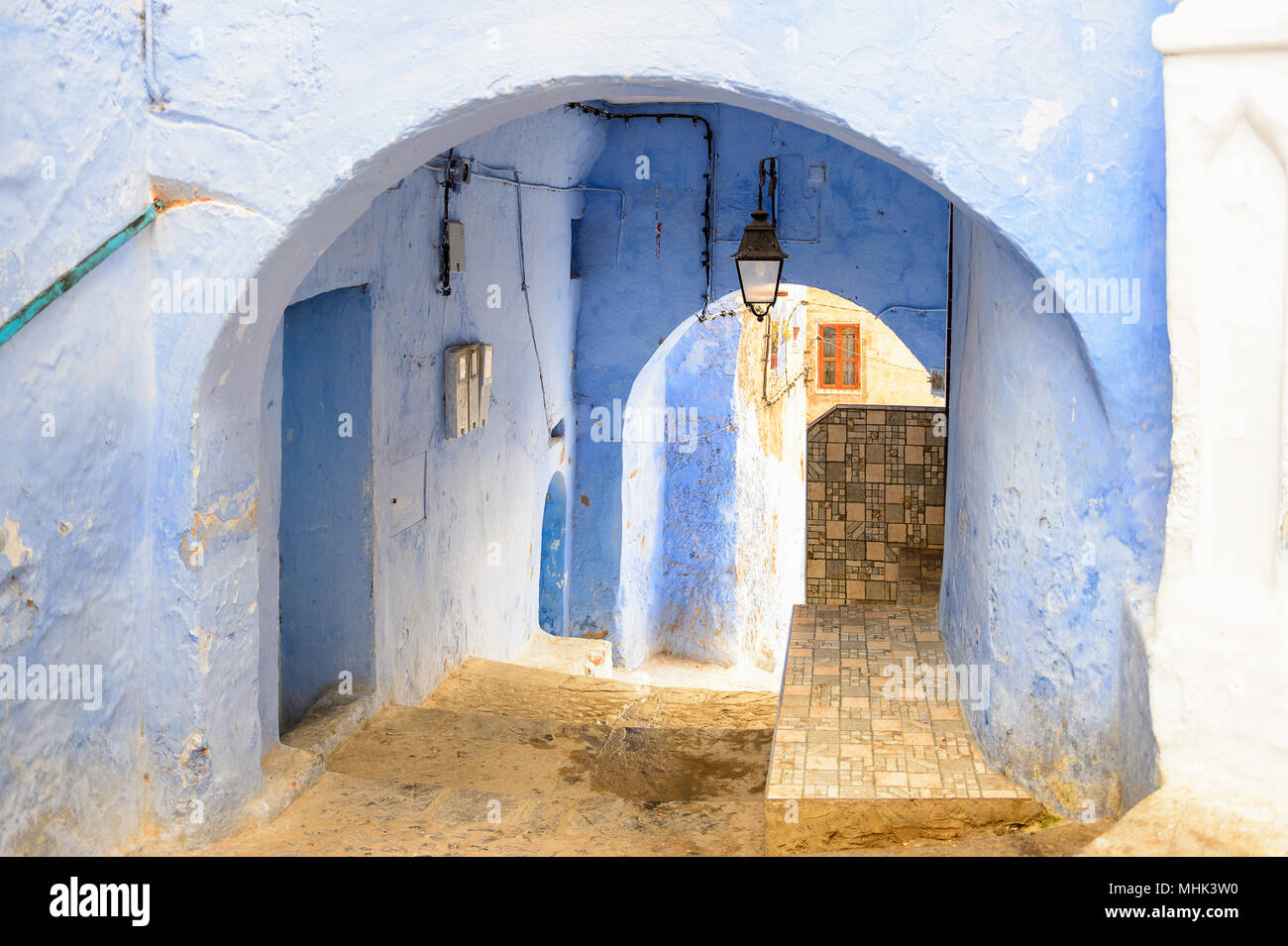 Blue walls of the houses of Chefchaouen, Morocco Stock Photo - Alamy