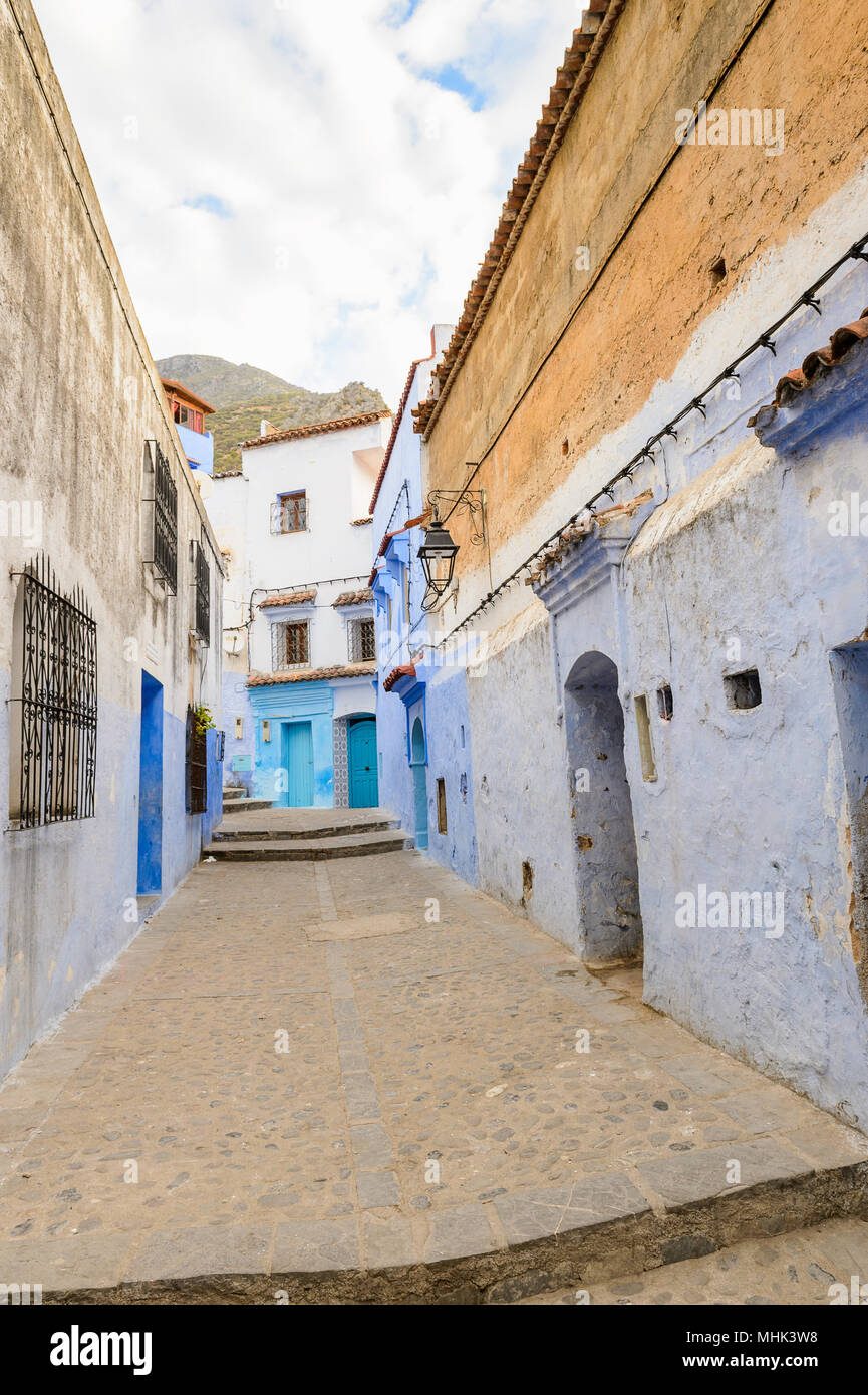 Blue walls of the houses of Chefchaouen, Morocco Stock Photo - Alamy