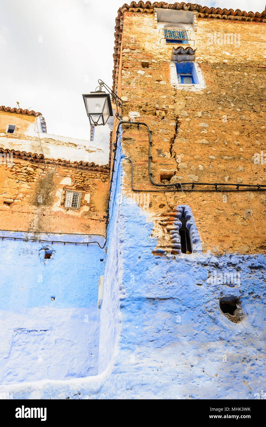 Blue walls of the houses of Chefchaouen, Morocco Stock Photo - Alamy