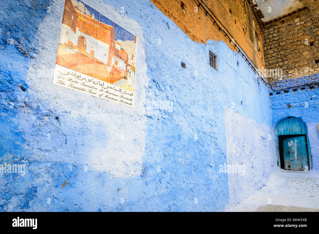 Blue walls of the houses of Chefchaouen, Morocco Stock Photo - Alamy
