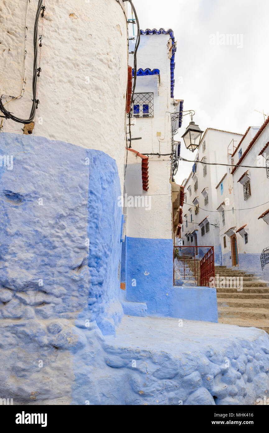 Blue walls street of Chefchaouen, Morocco Stock Photo - Alamy