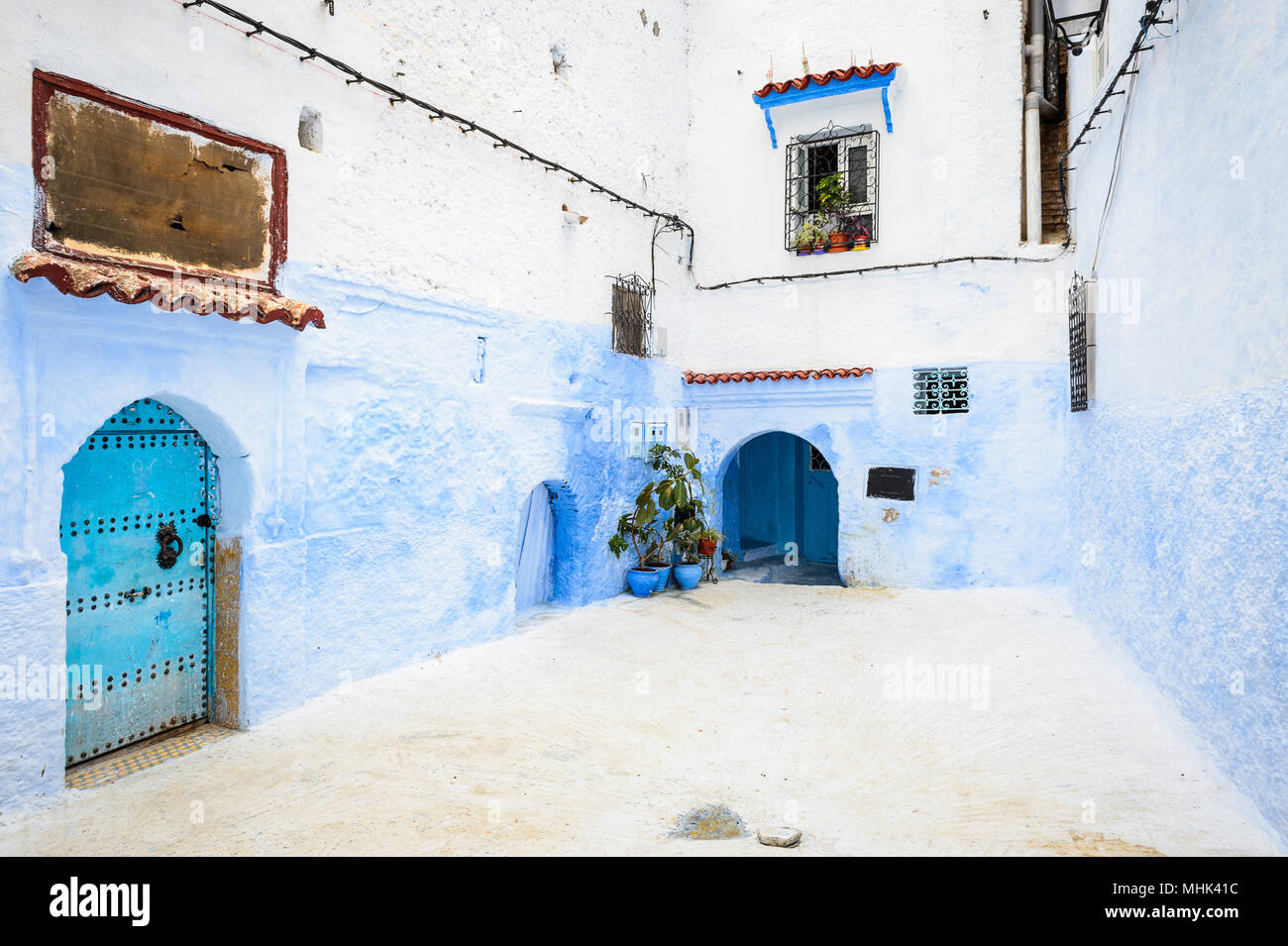 Blue walls street of Chefchaouen, Morocco Stock Photo - Alamy