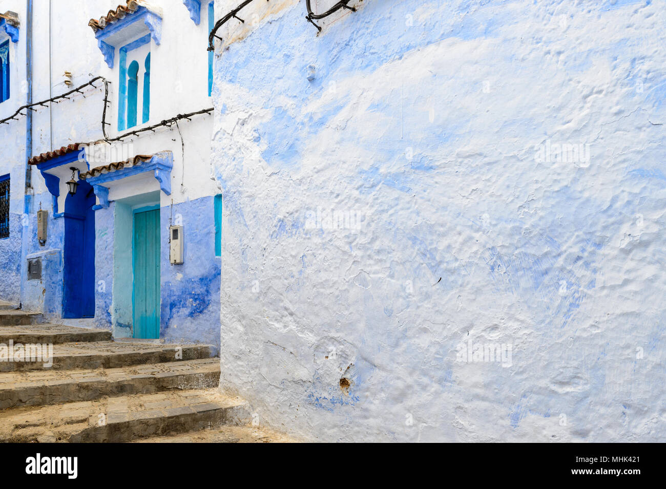 Blue walls street of Chefchaouen, Morocco Stock Photo - Alamy