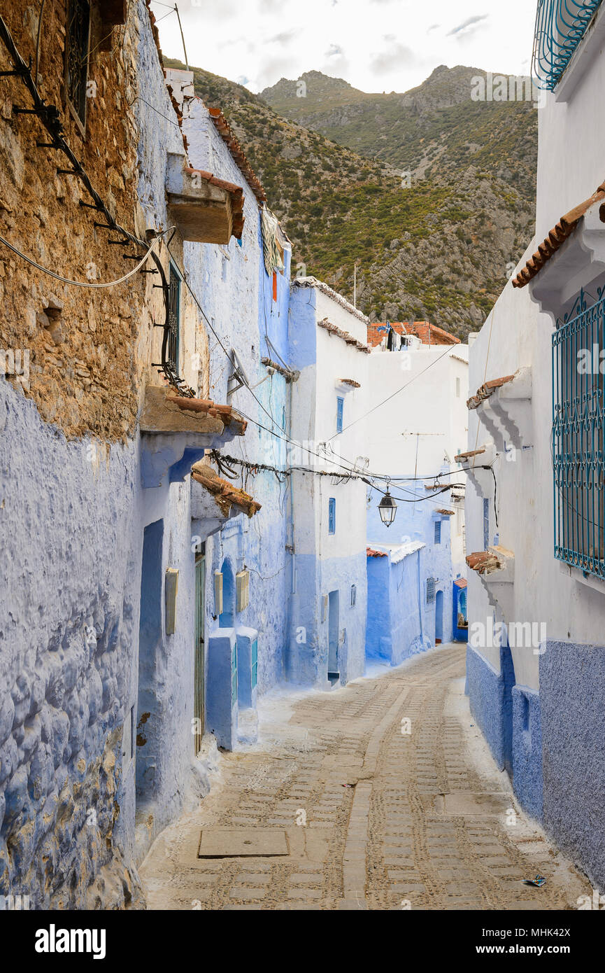 Blue walls street of Chefchaouen, Morocco Stock Photo - Alamy