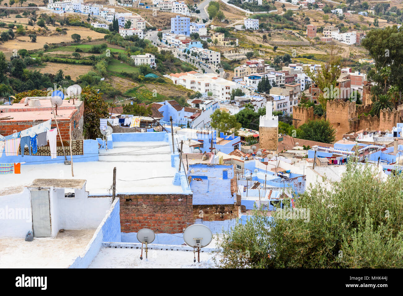 Blue wall of Chefchaouen, small town in northwest Morocco famous by its ...