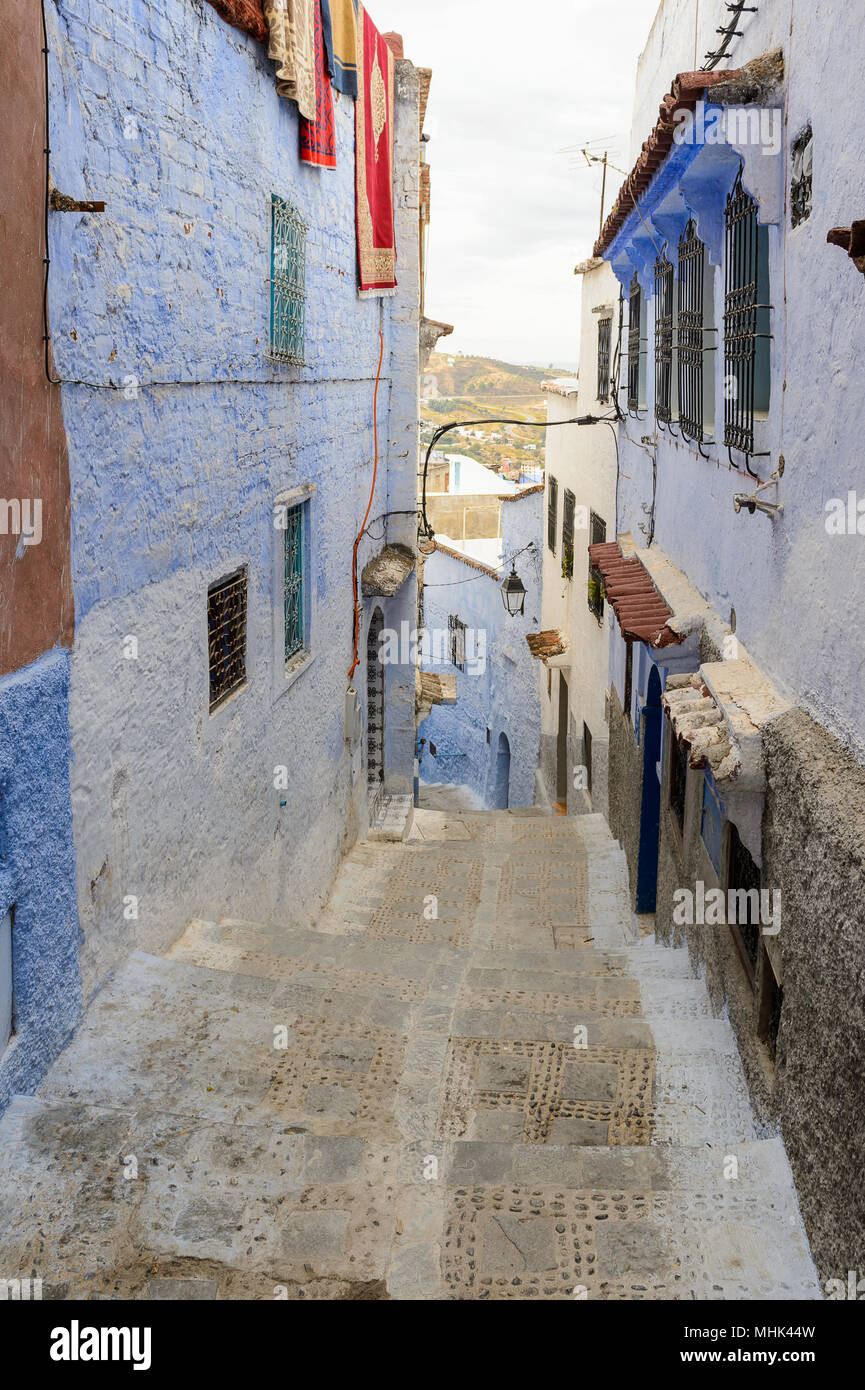 Blue wall of Chefchaouen, small town in northwest Morocco famous by its ...