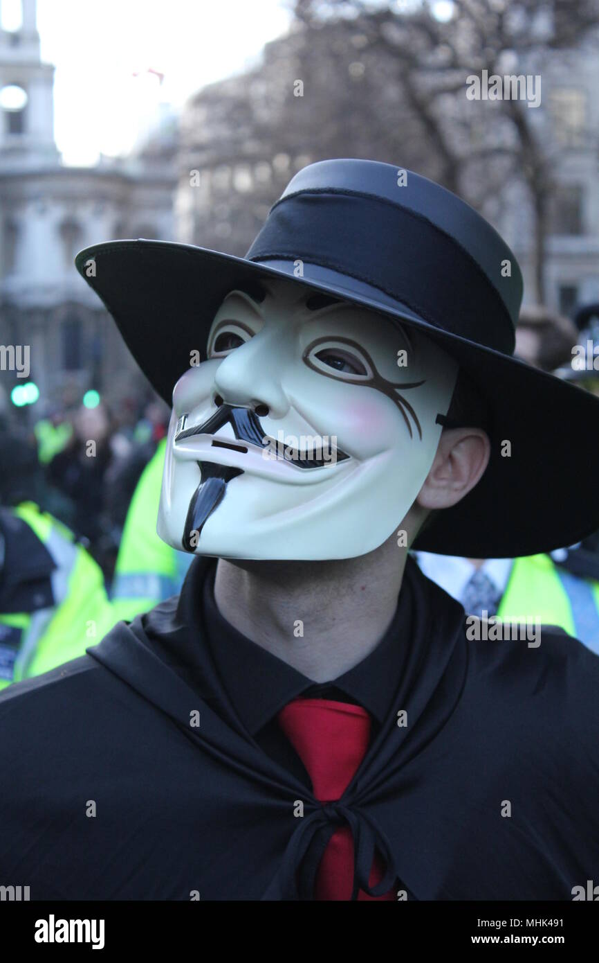 Anonymous Mask, London, UK Stock Photo - Alamy