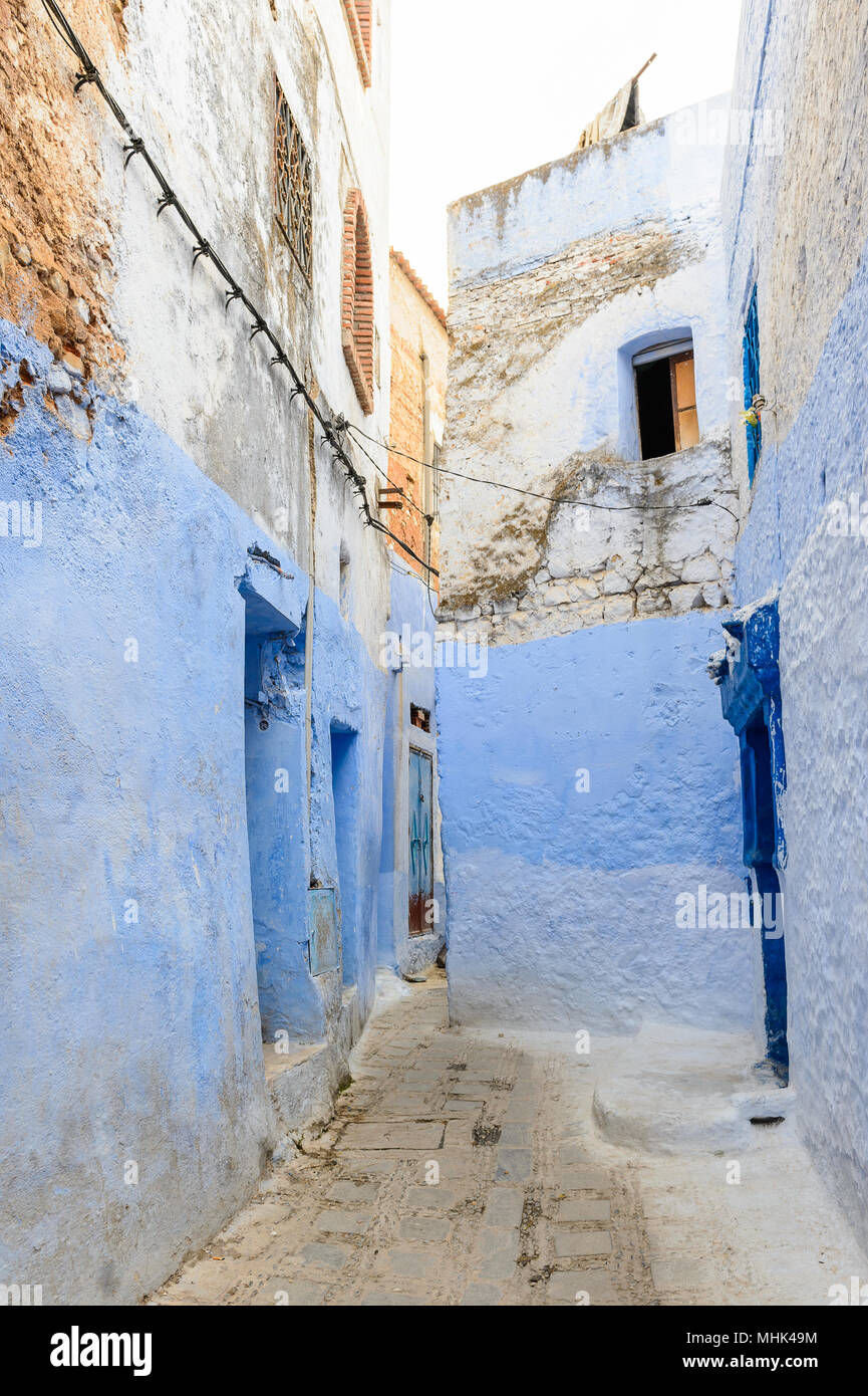 Blue wall of Chefchaouen, small town in northwest Morocco famous by its ...