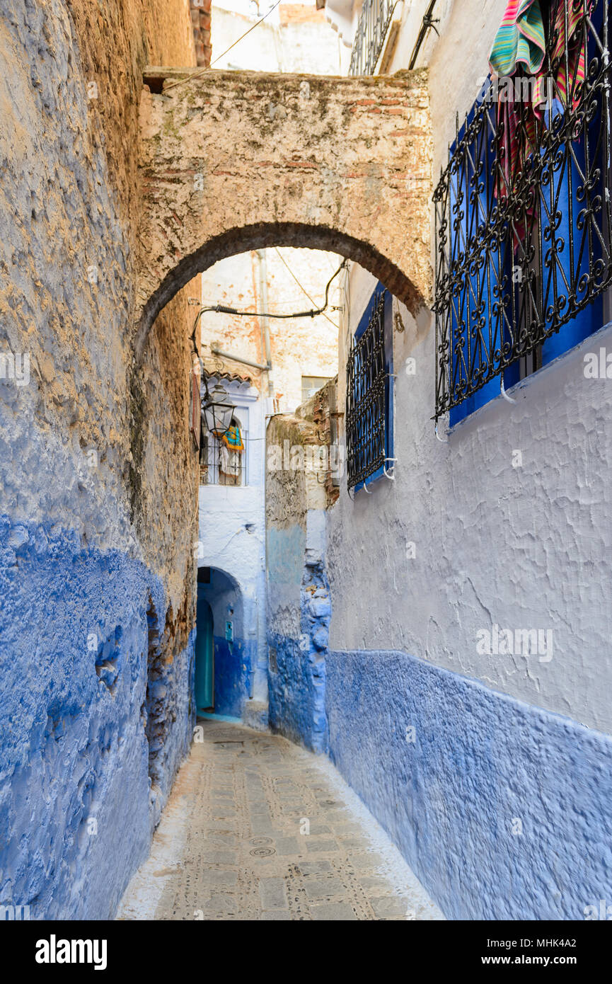 Blue wall of Chefchaouen, small town in northwest Morocco famous by its ...