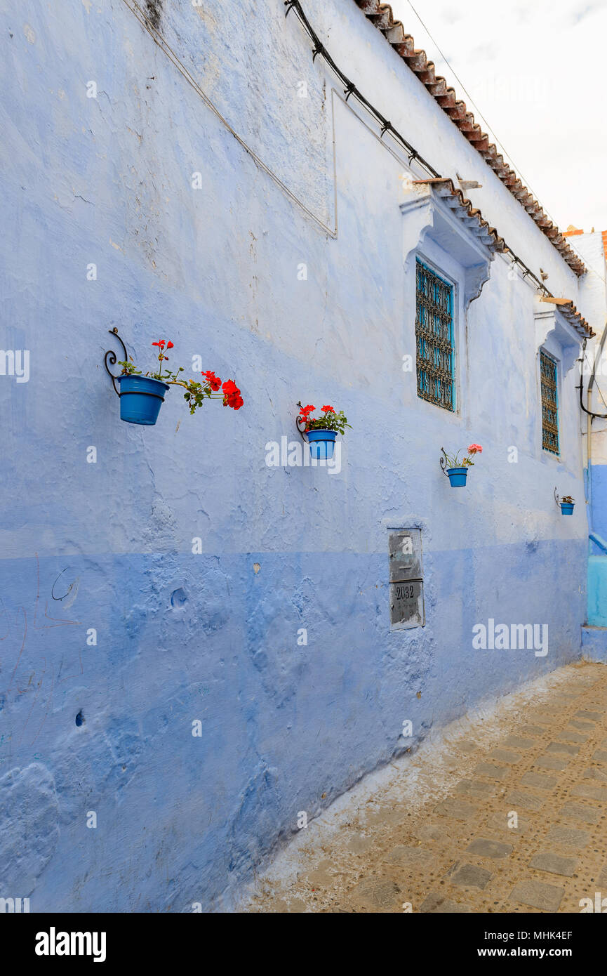 Blue wall of Chefchaouen, small town in northwest Morocco famous by its ...
