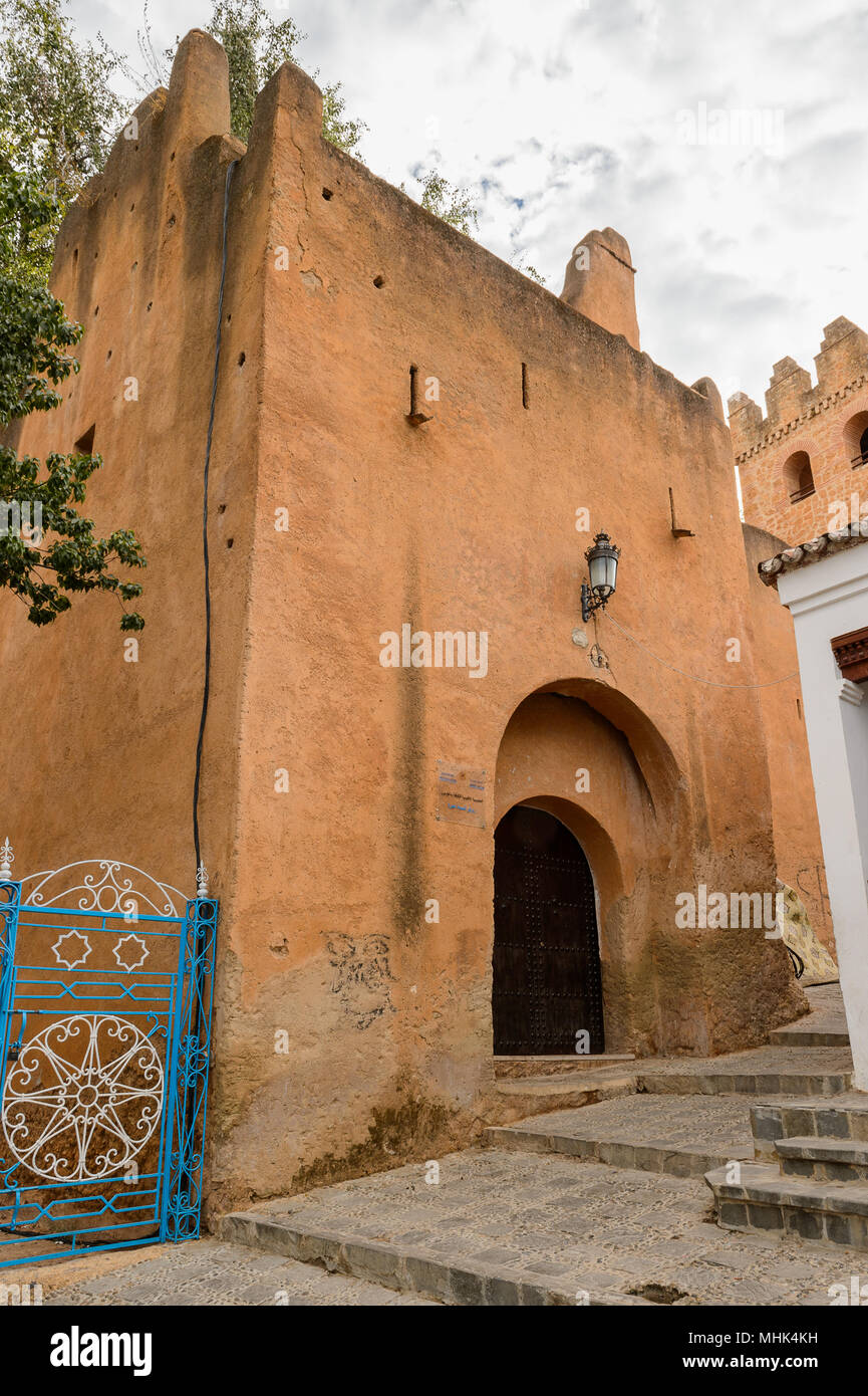 Blue painted walls of the houses in Chefchaouen, small town in ...