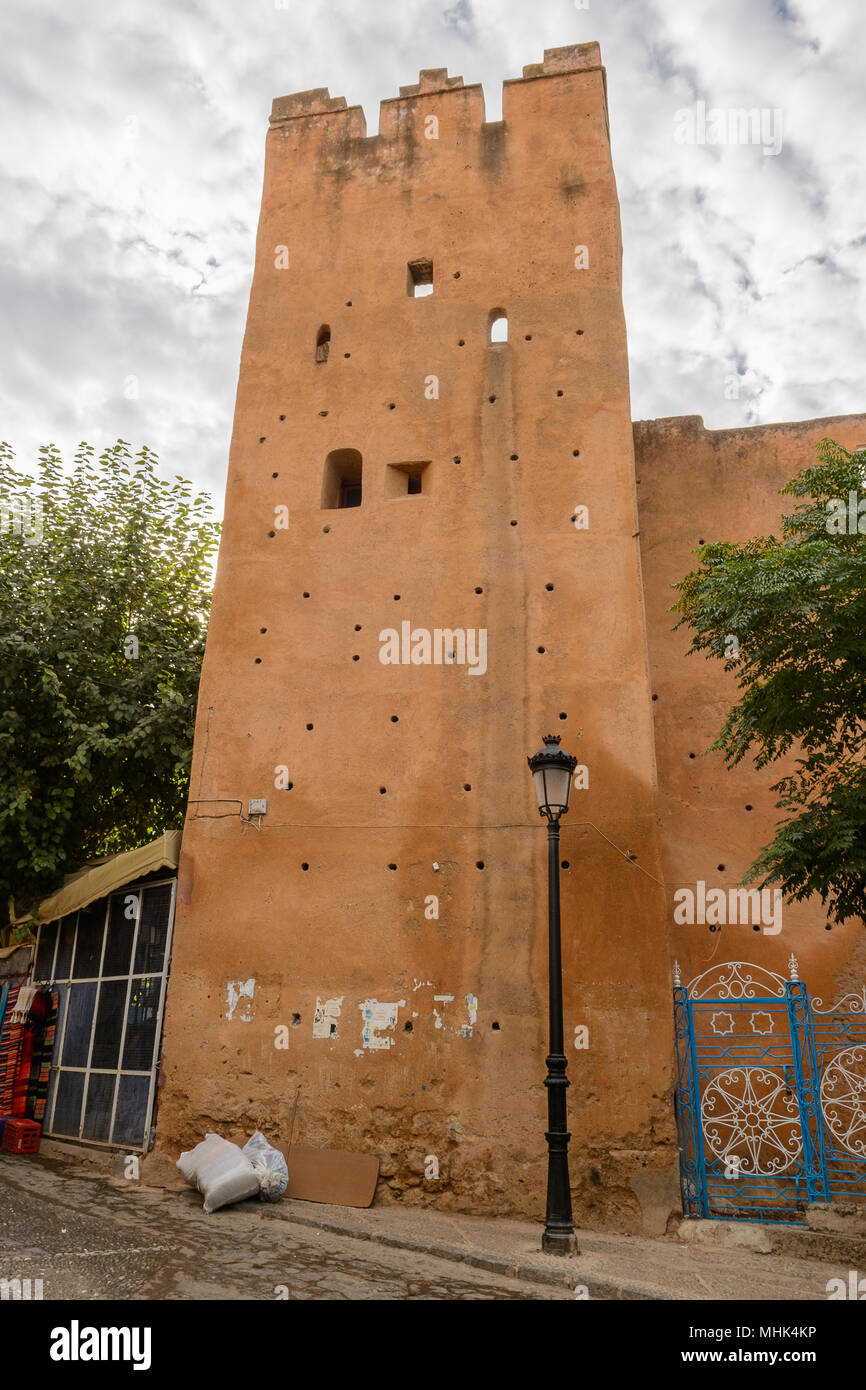 Blue painted walls of the houses in Chefchaouen, small town in ...