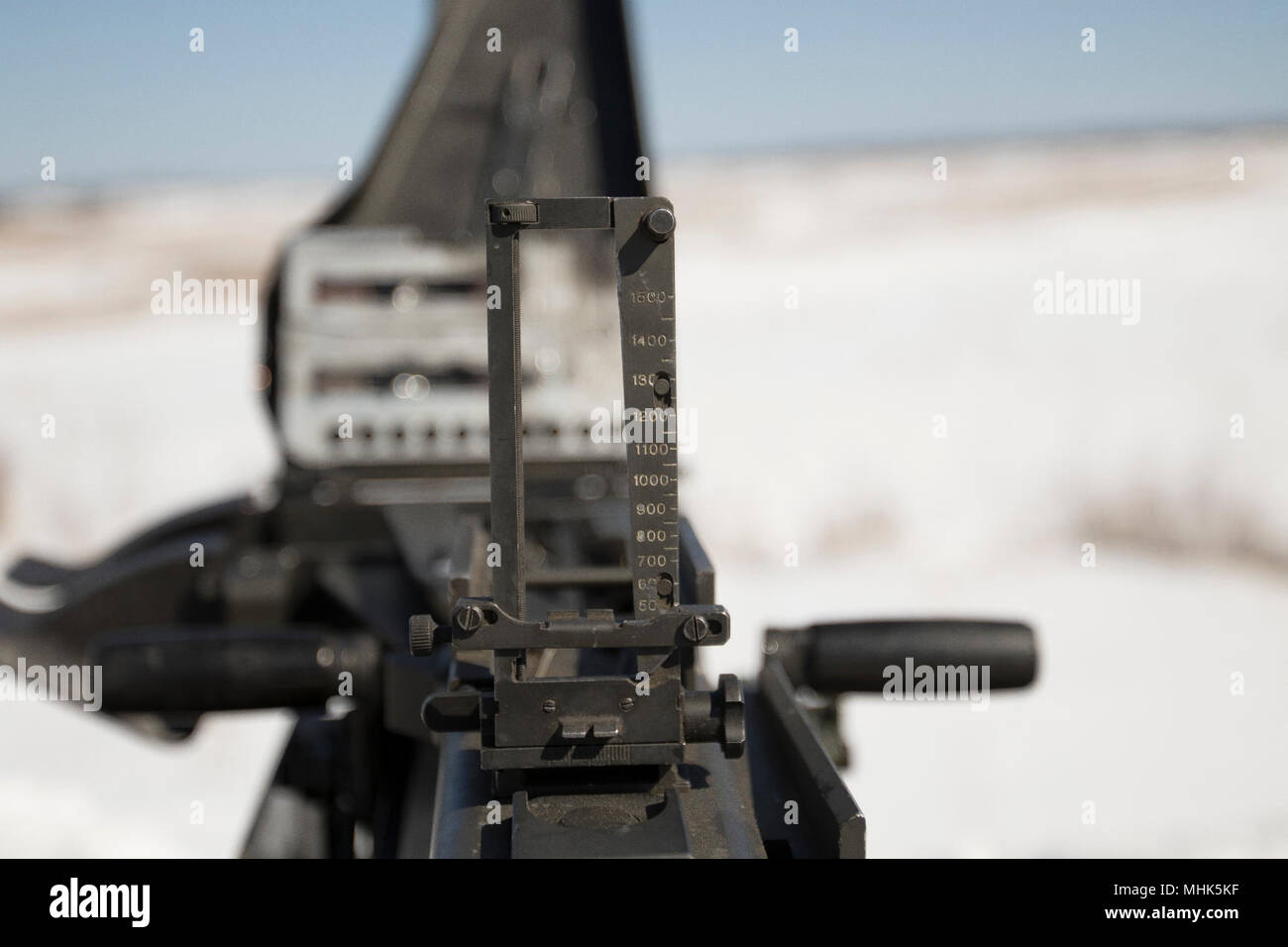 The Mark 19 grenade launcher overlooks the range before being fired by ...