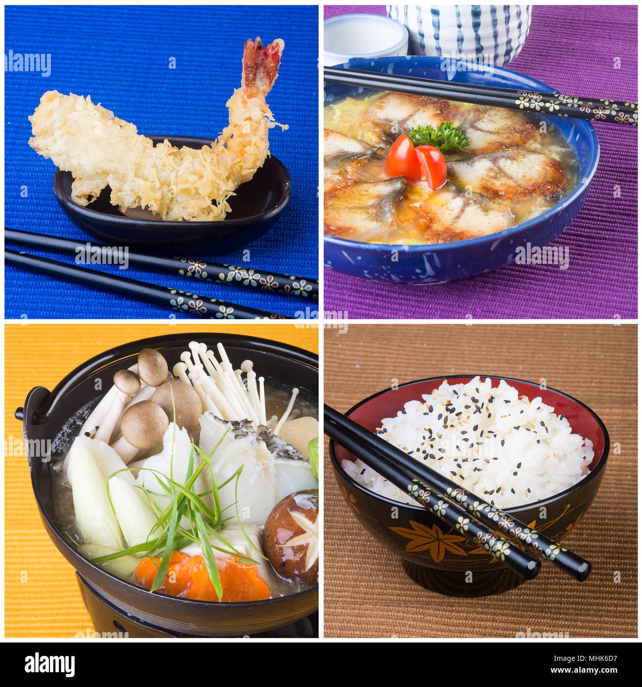 japanese food collage on the background Stock Photo - Alamy