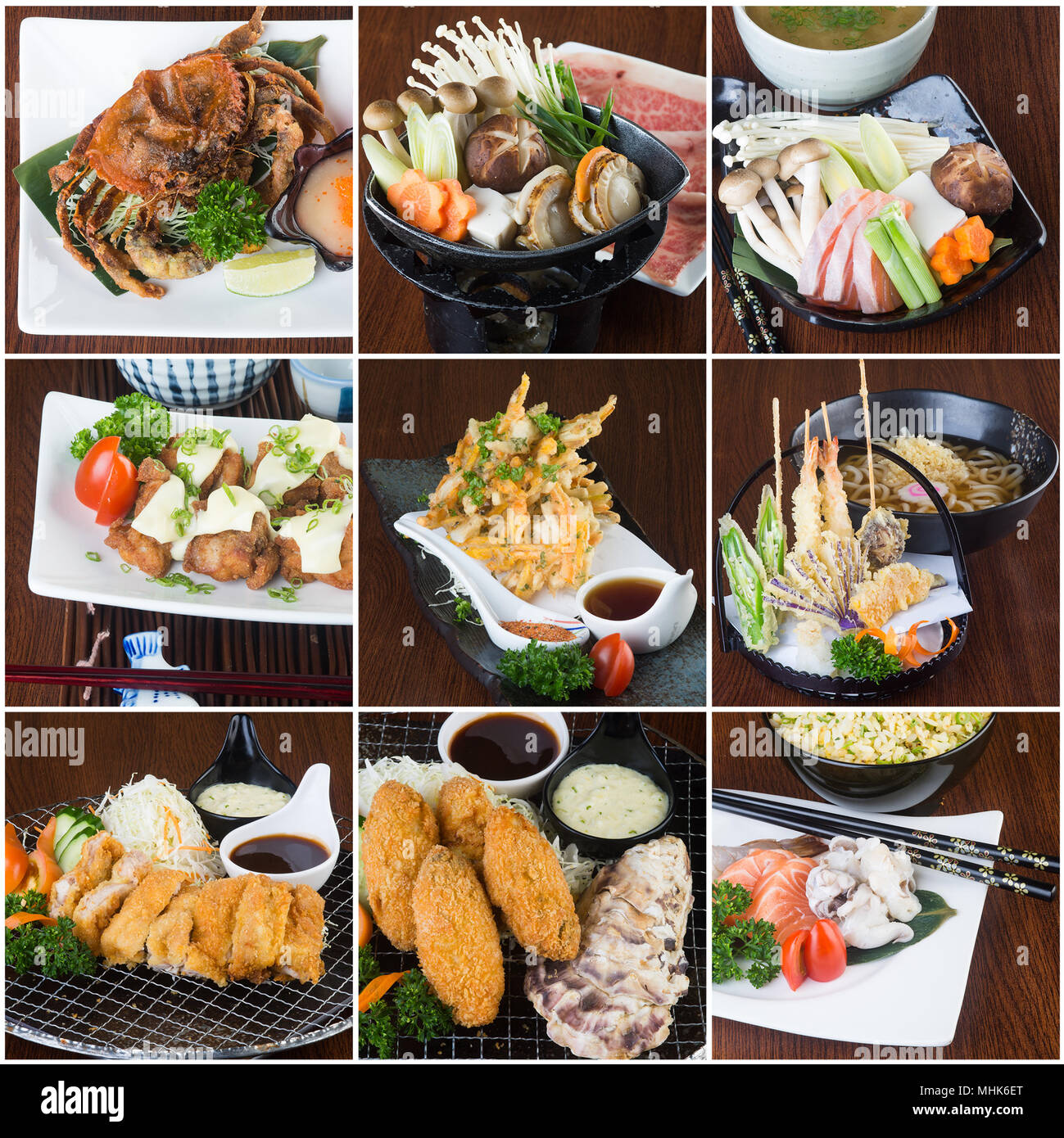 japanese food collage on the background Stock Photo - Alamy