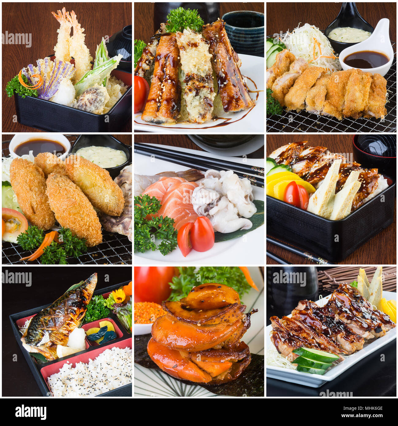 japanese food collage on the background Stock Photo - Alamy