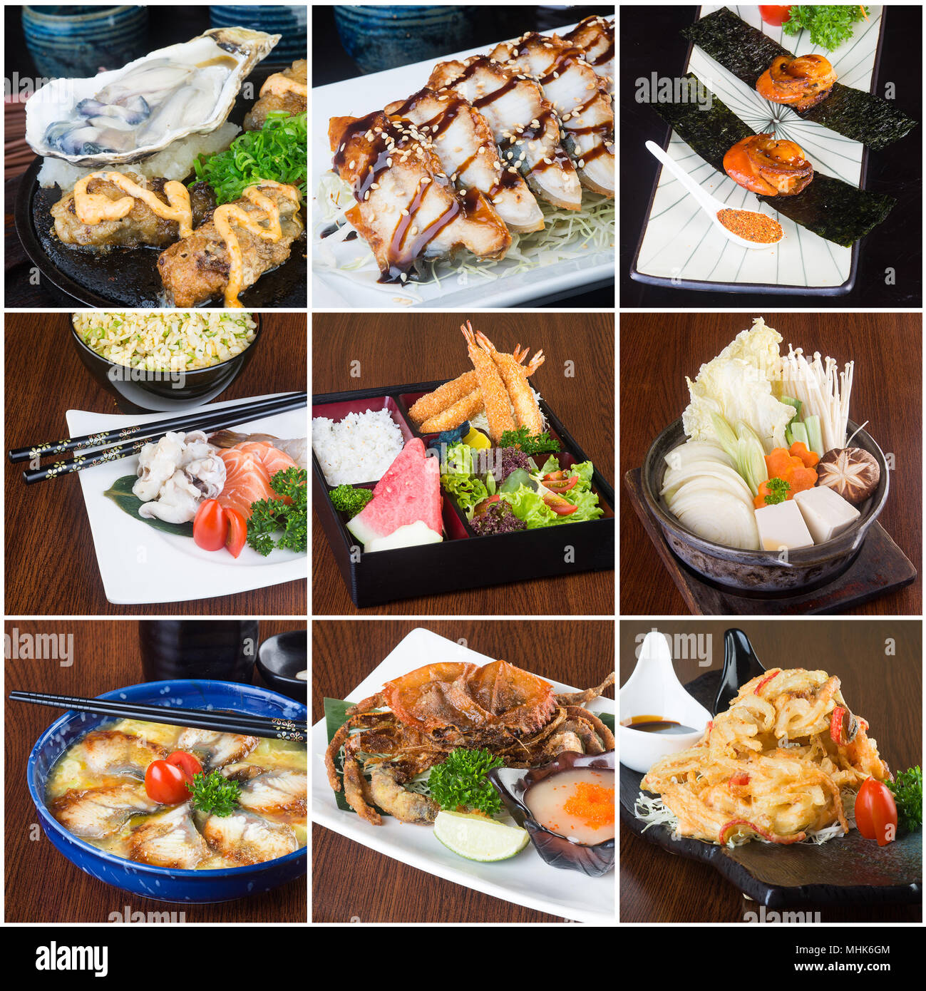 japanese food collage on the background Stock Photo - Alamy