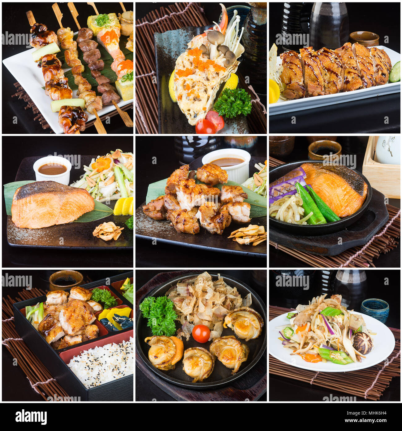 japanese food collage on the background Stock Photo - Alamy