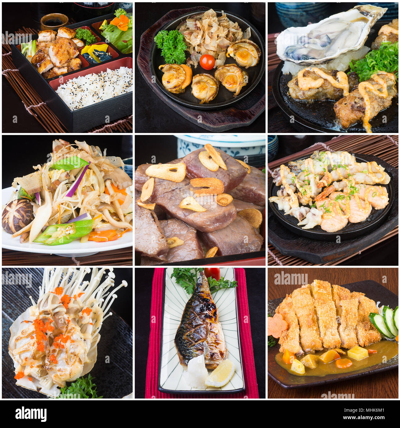 japanese food collage on the background Stock Photo - Alamy