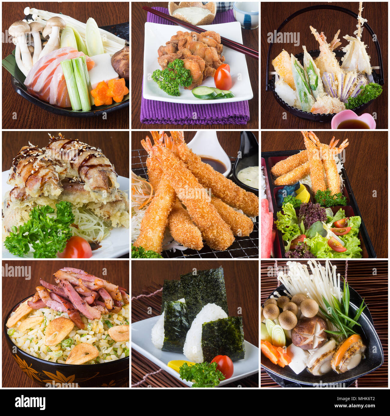 japanese food collage on the background Stock Photo - Alamy