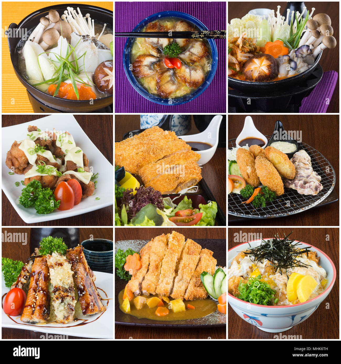 japanese food collage on the background Stock Photo - Alamy