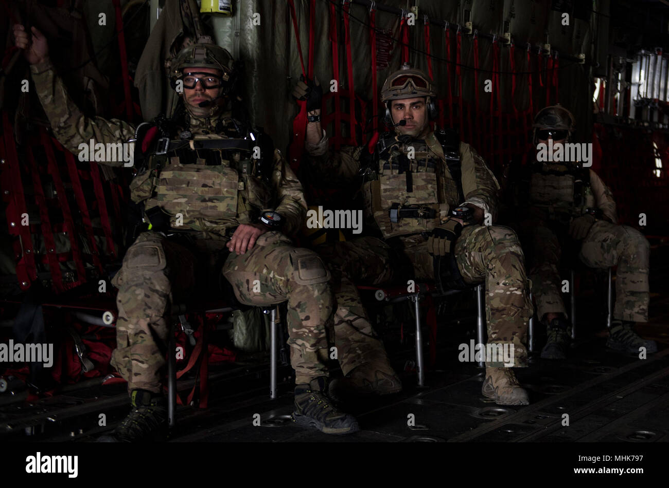 A U.S. Air Force Guardian Angel Team, consisting of pararescuemen ...