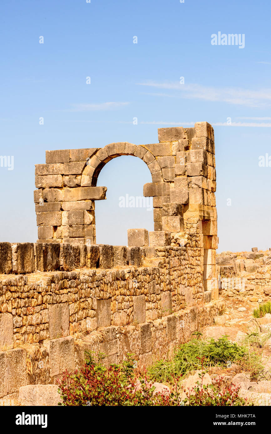 Temple of Volubilis, an excavated Berber and Roman city in Morocco ...