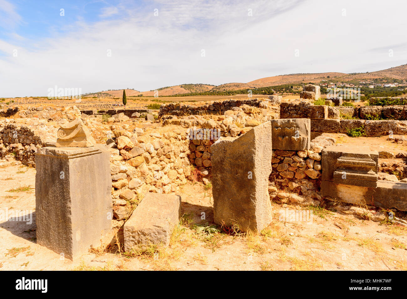 Temple of Volubilis, an excavated Berber and Roman city in Morocco ...