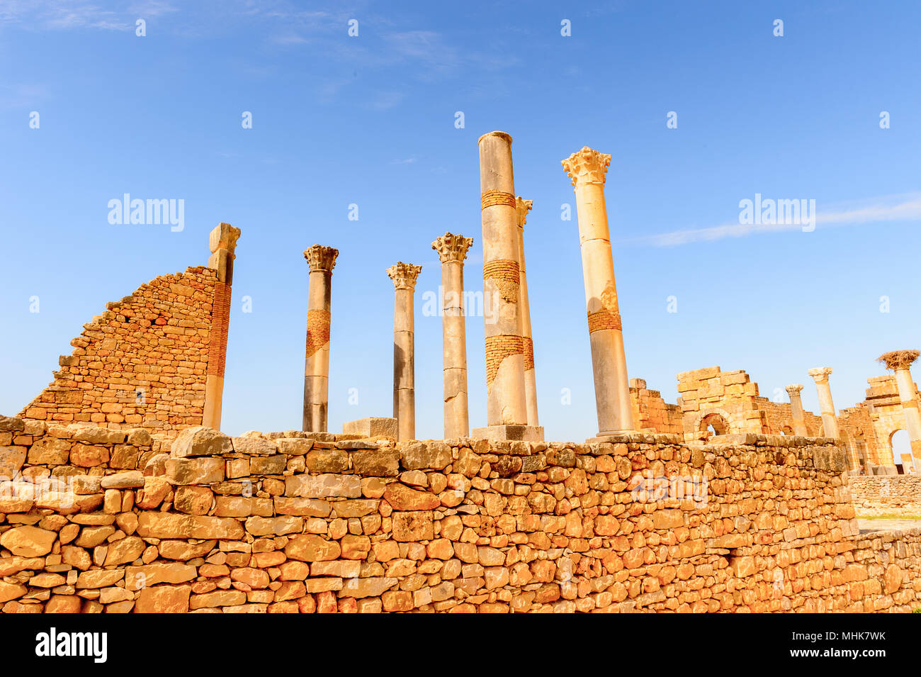 Temple of Volubilis, an excavated Berber and Roman city in Morocco ...