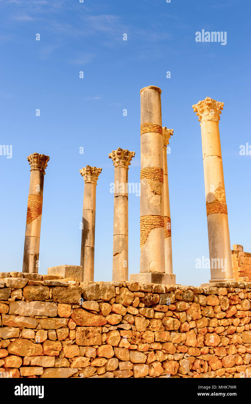 Temple of Volubilis, an excavated Berber and Roman city in Morocco ...