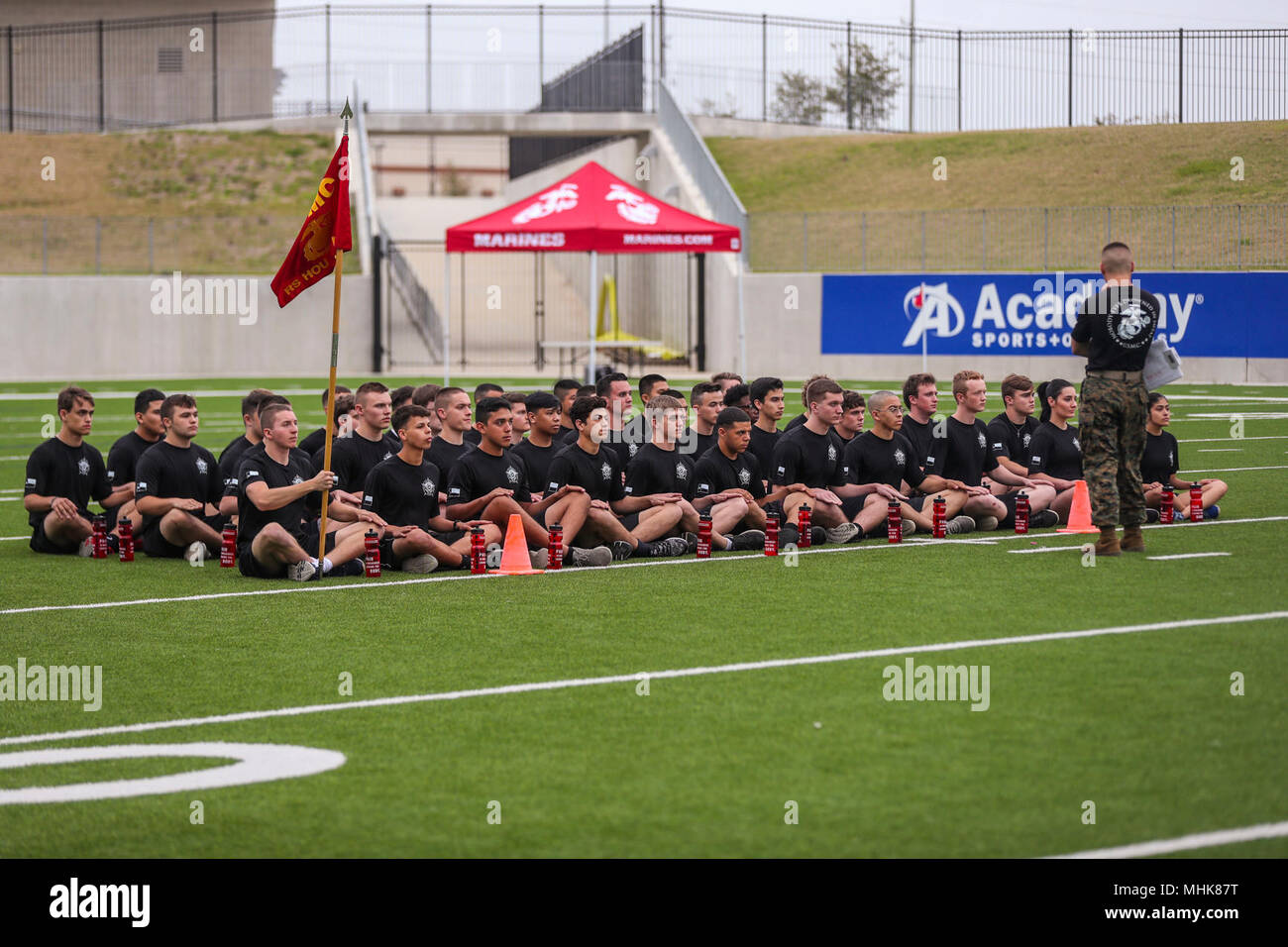 U.S. Marines and poolees with Recruiting Station Houston, conduct an ...