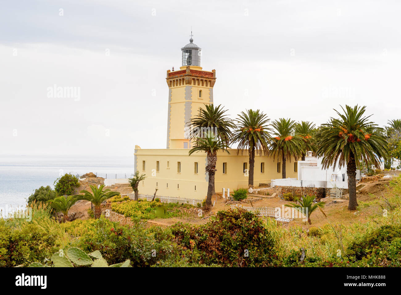 Spartel lighthouse of Tangier, a major city in northern Morocco. It is ...