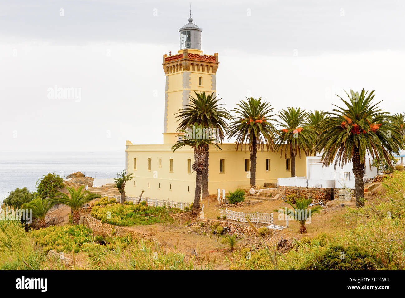 Spartel lighthouse of Tangier, a major city in northern Morocco. It is ...