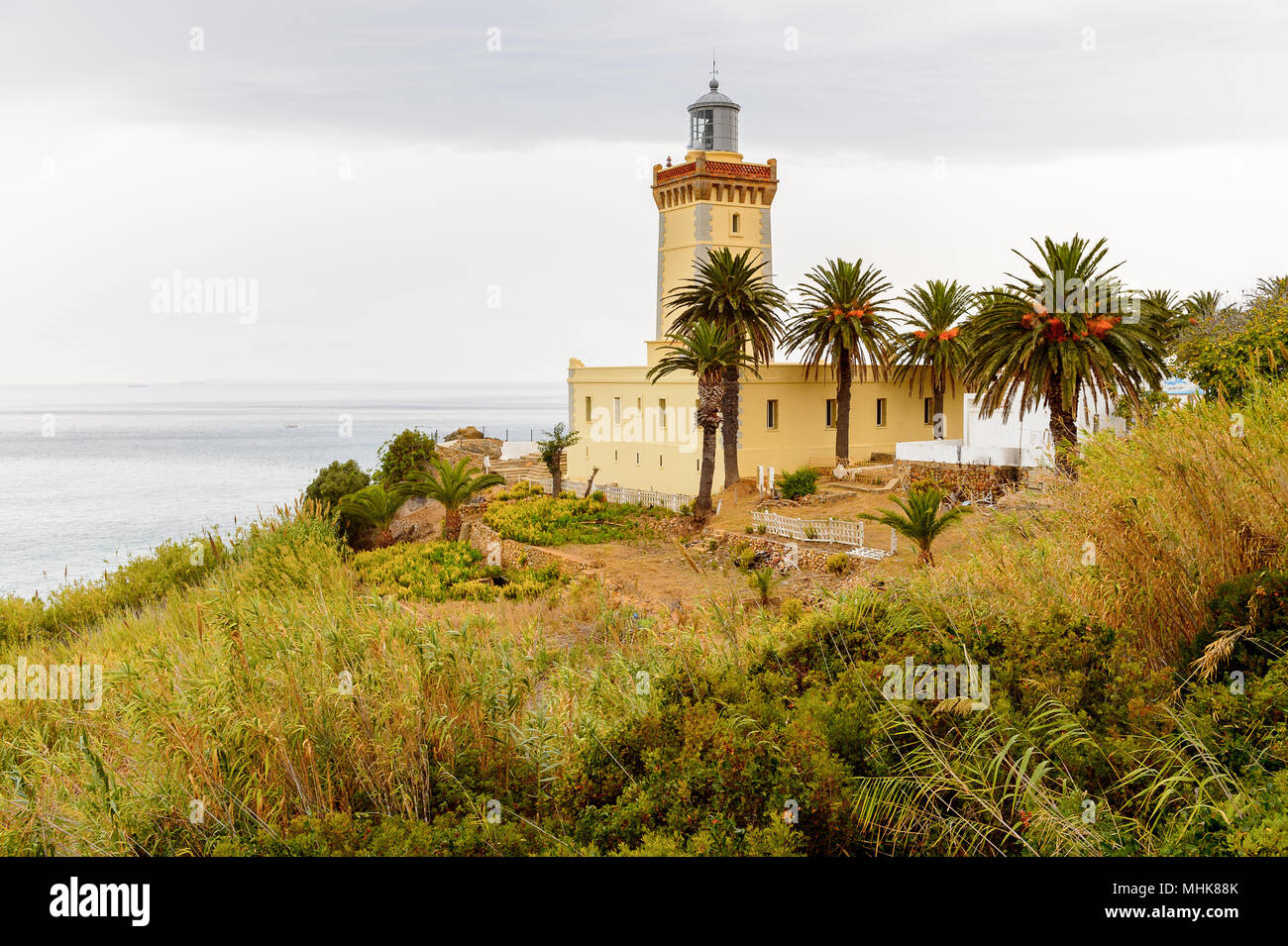 Spartel lighthouse of Tangier, a major city in northern Morocco. It is ...
