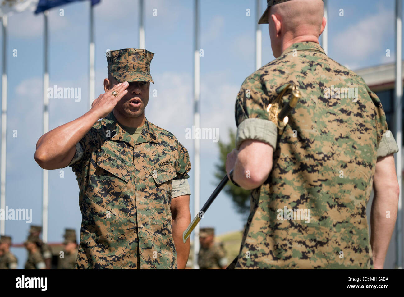 U S Marine Corps Sgt Maj Vincent F Young Salutes During The Marine