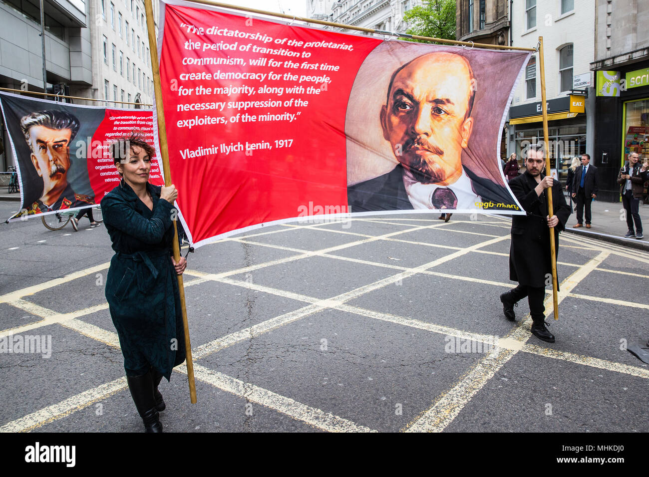 London, UK. 1st May, 2018. Representatives of one of many communist ...