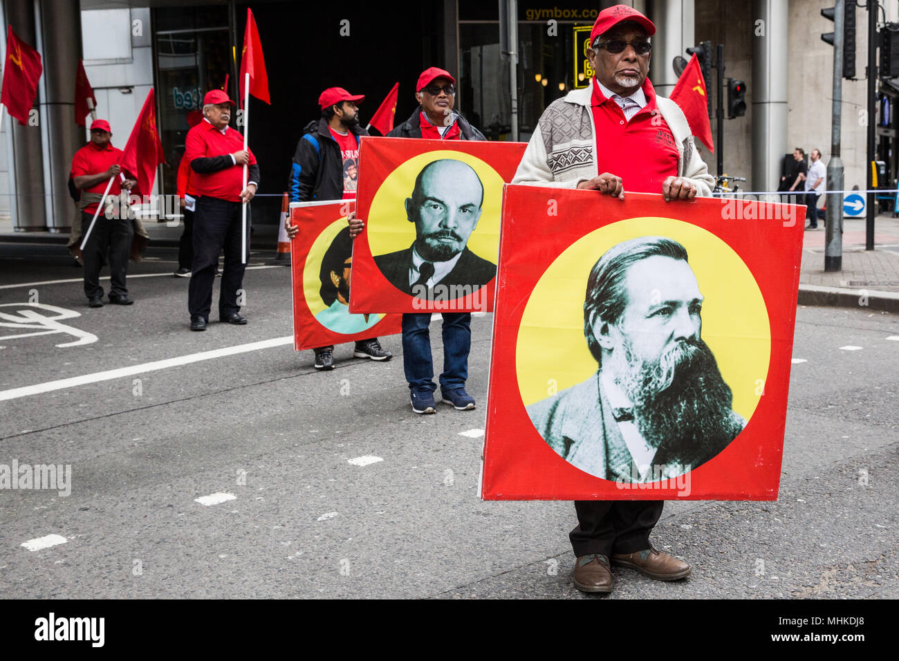 London, UK. 1st May, 2018. Representatives of one of many communist ...