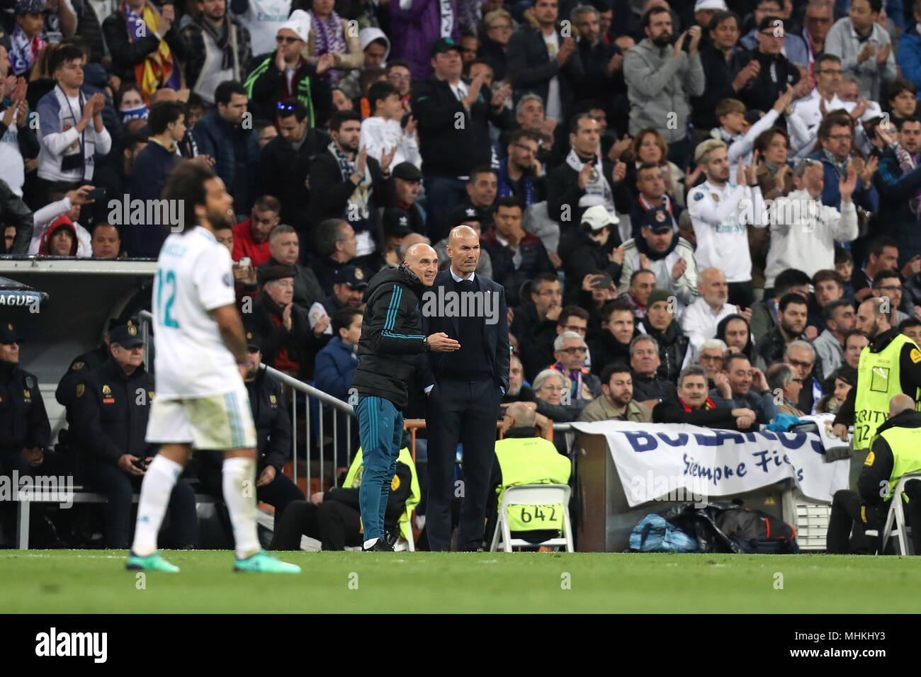 Madrid, Spain. 1st May, 2018. head coach ZINEDINE ZIDANE and assistant ...