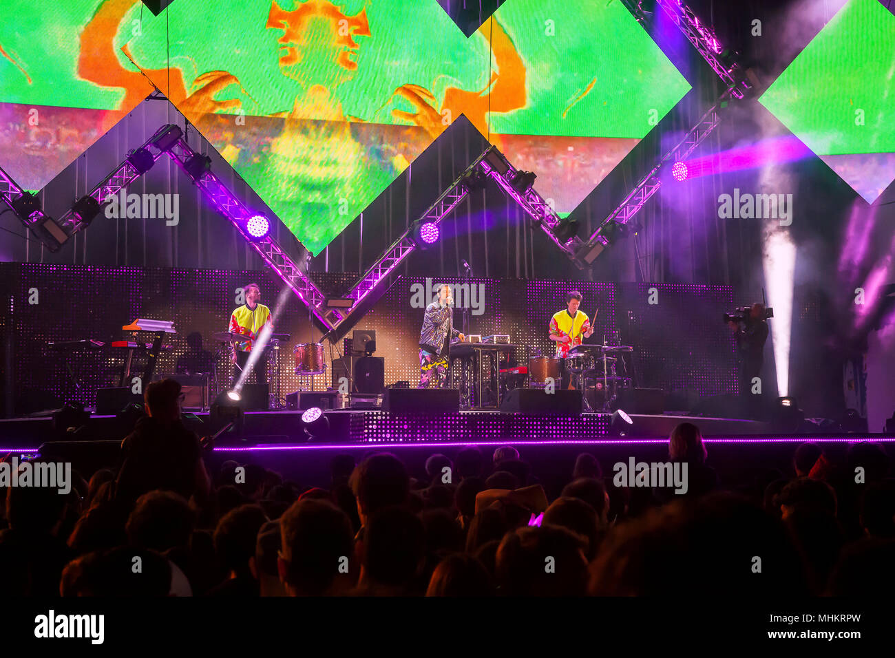 Rome, Italy - May 01, 2018: Cosmo performs on the stage of the concert ...
