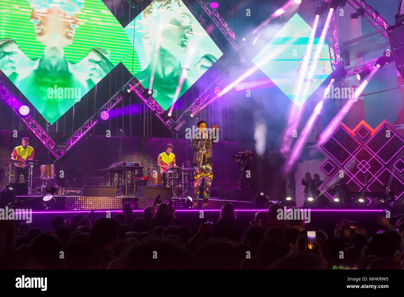 Rome, Italy - May 01, 2018: Cosmo performs on the stage of the concert ...