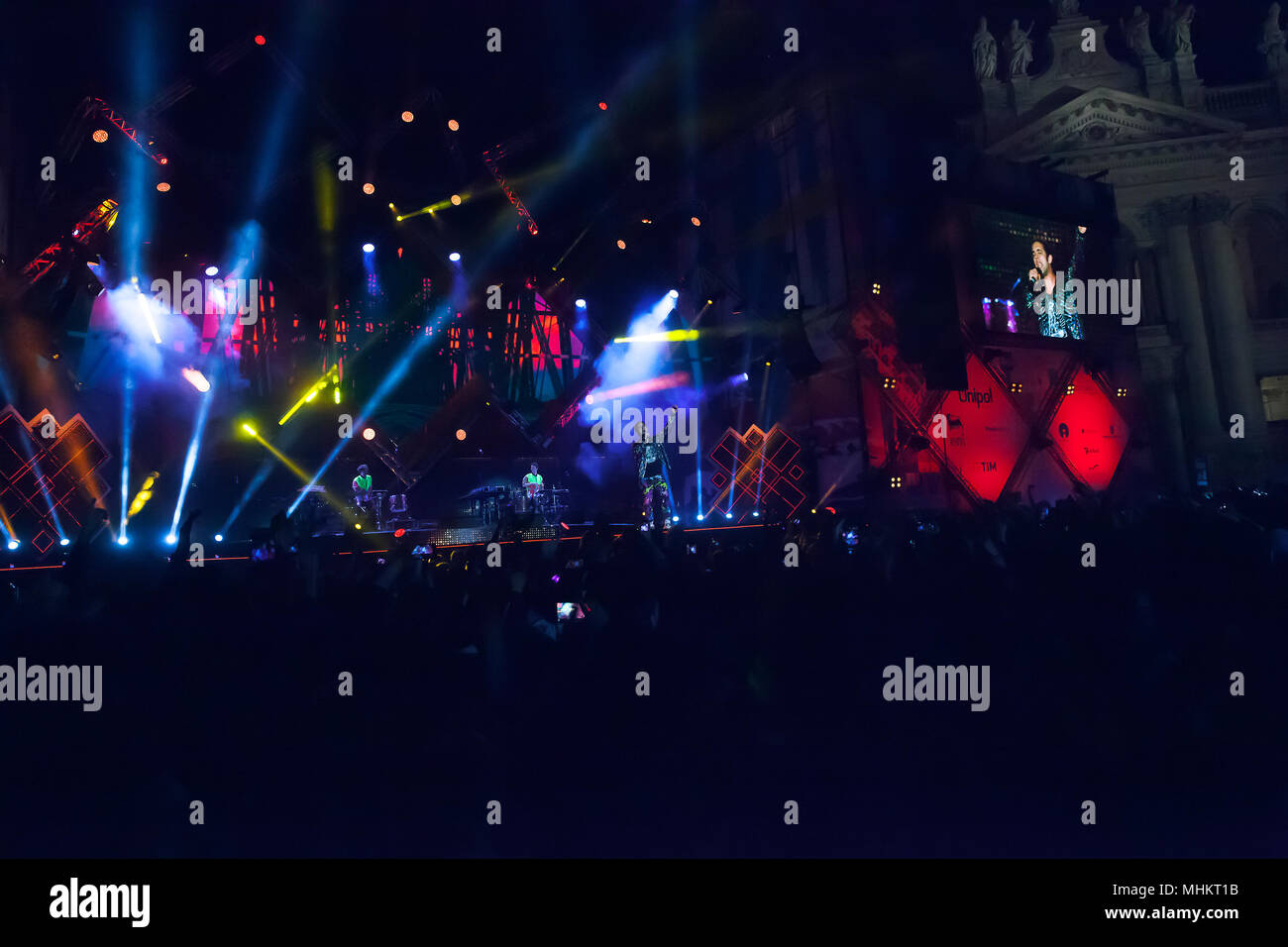 Rome, Italy - May 01, 2018: Cosmo performs on the stage of the concert ...