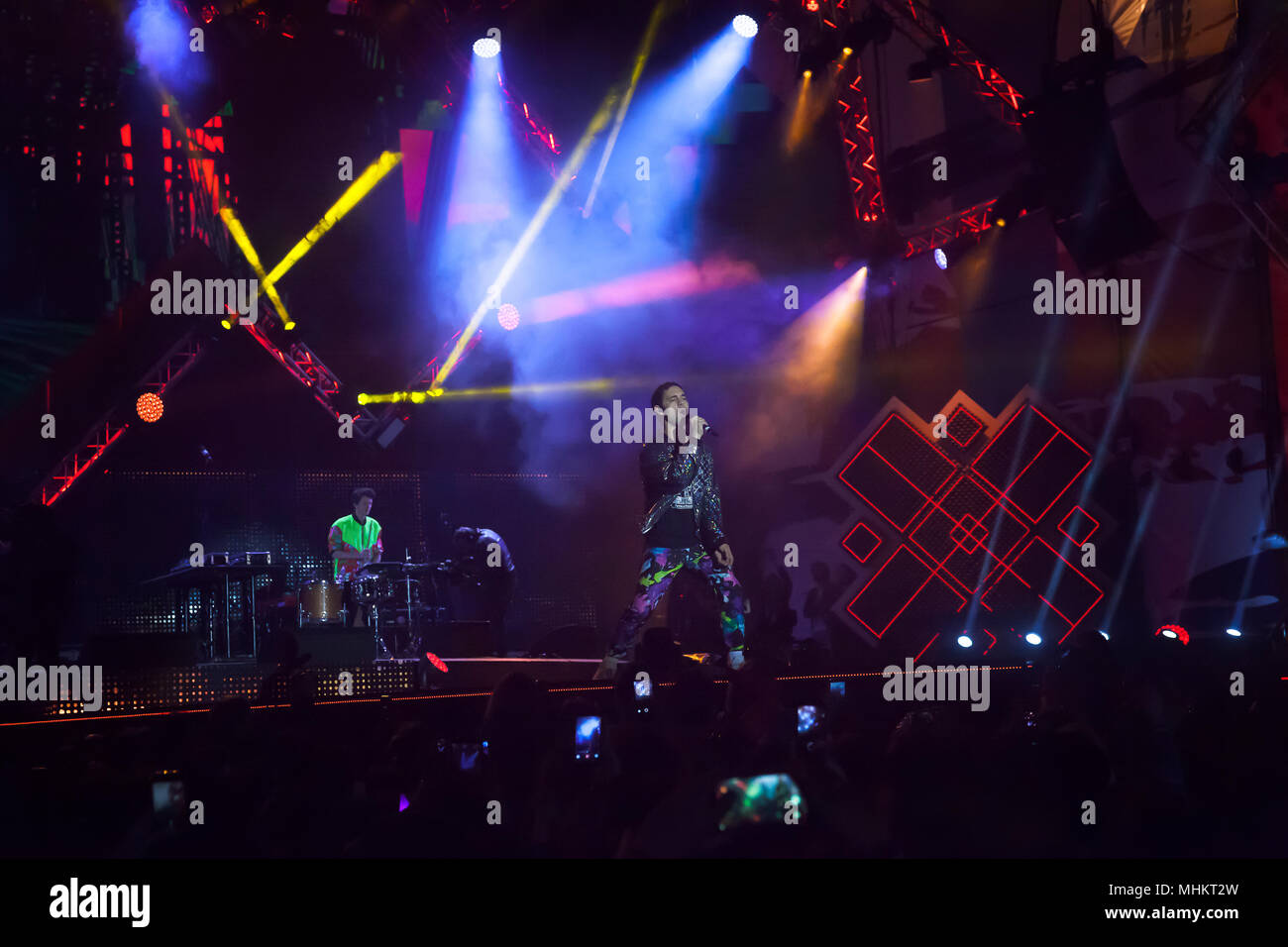 Rome, Italy - May 01, 2018: Cosmo performs on the stage of the concert ...