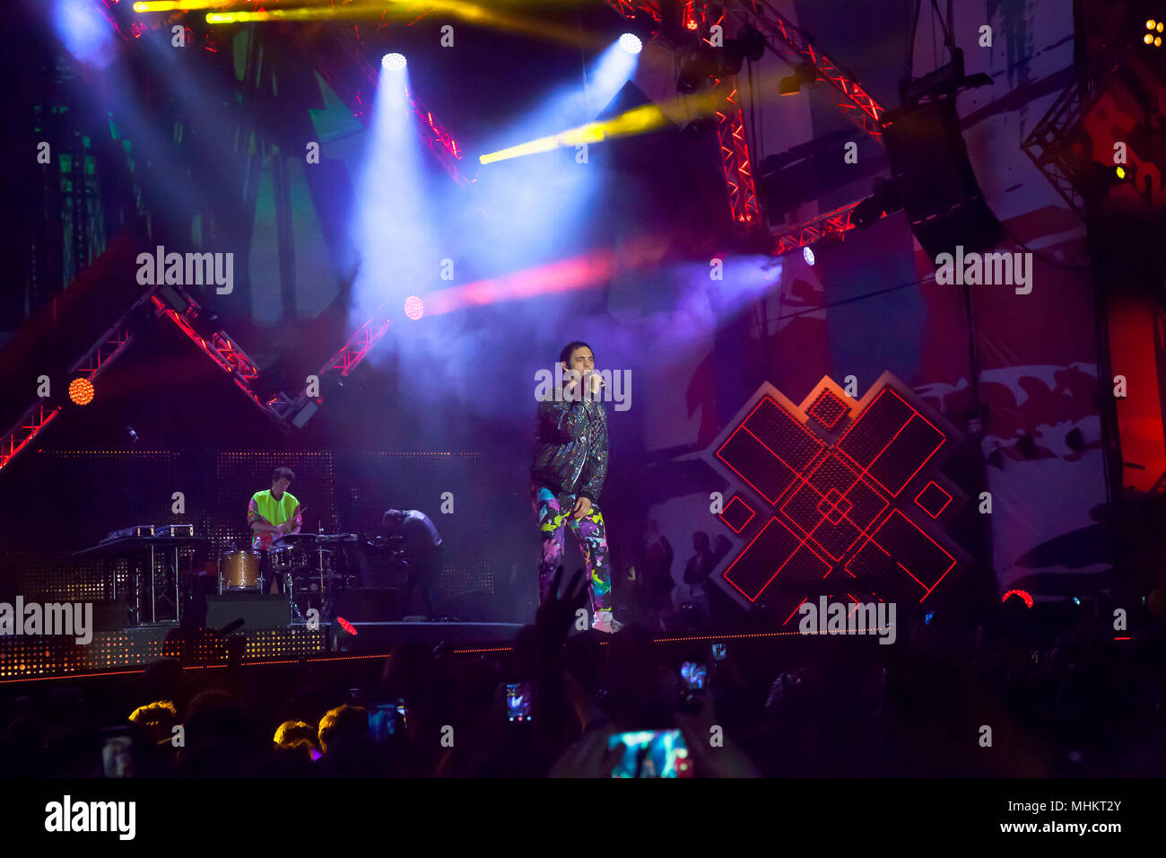 Rome, Italy - May 01, 2018: Cosmo performs on the stage of the concert ...