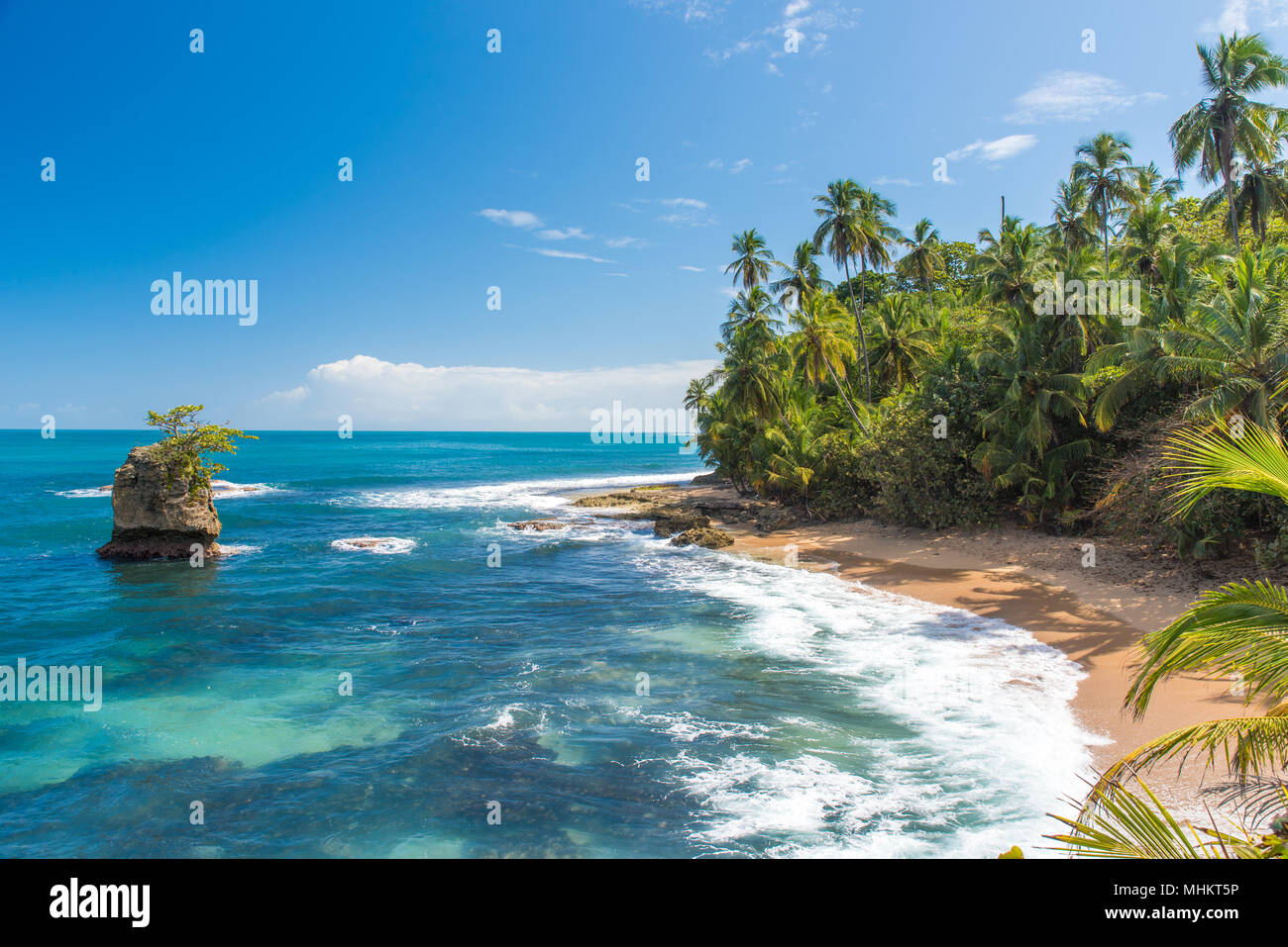 Wild caribbean beach of Manzanillo at Puerto Viejo, Costa Rica Stock ...