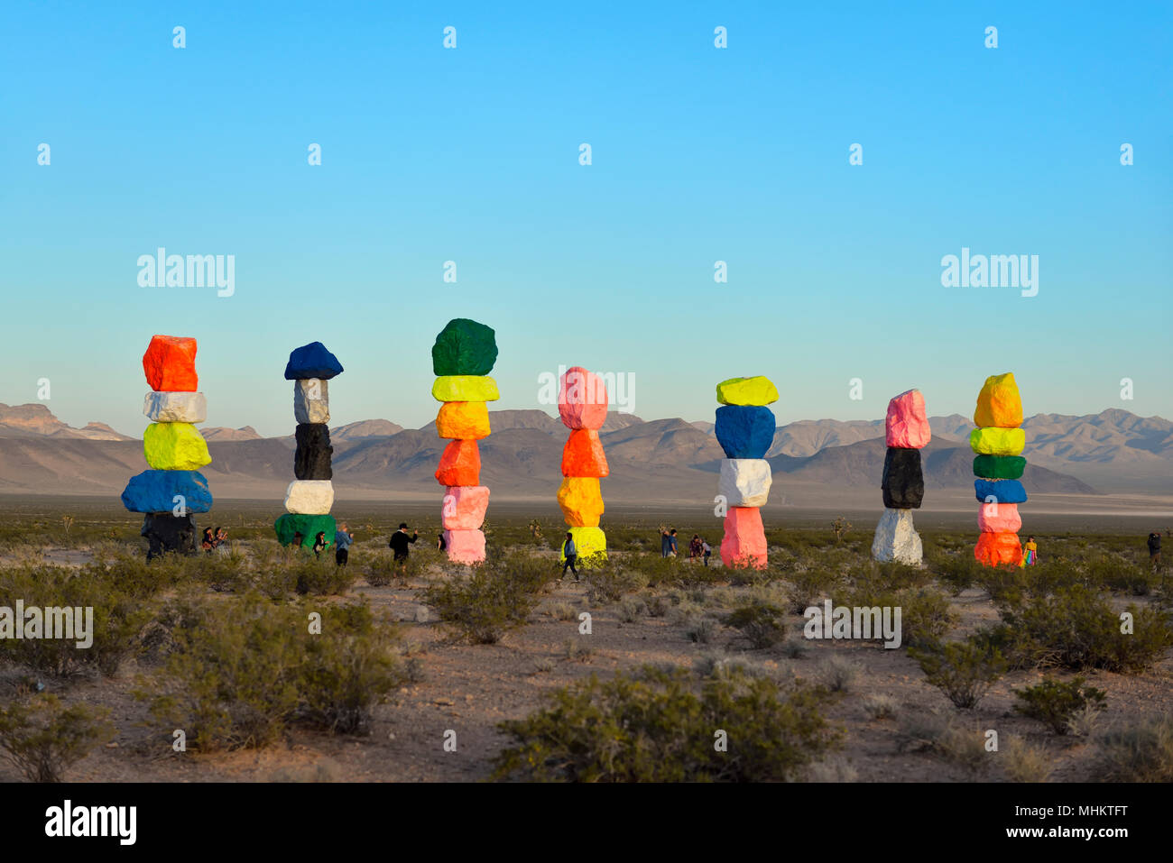 Swiss artist Ugo Rondinone’s Seven Magic Mountains, an art installation ...
