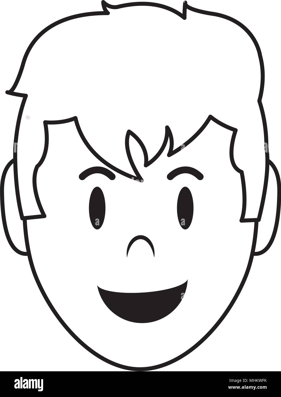 line happy man head with facial expression Stock Vector Image & Art - Alamy