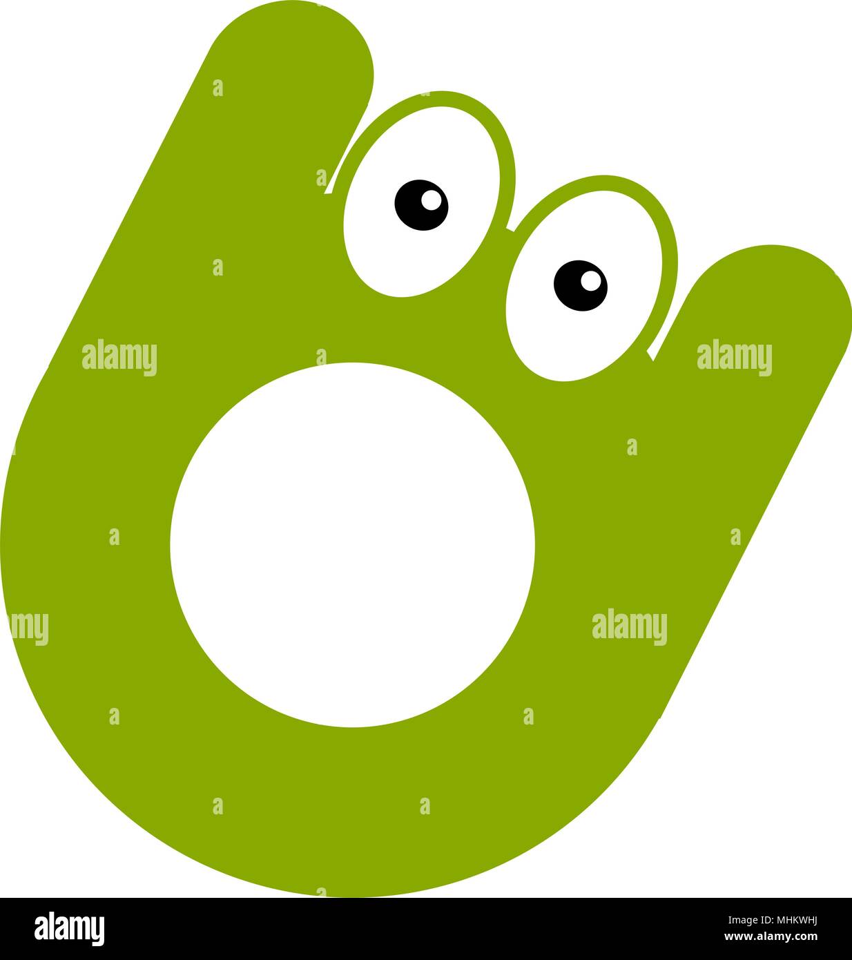 cute graphic symbol. Circular shaped symbol in green with eyes. Cute ...