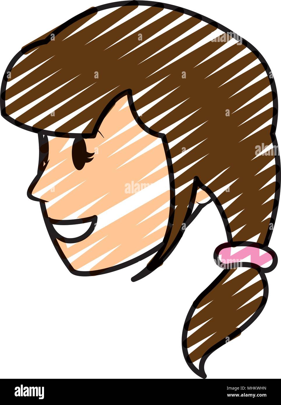 doodle woman head with hairstyle and facial expression Stock Vector ...