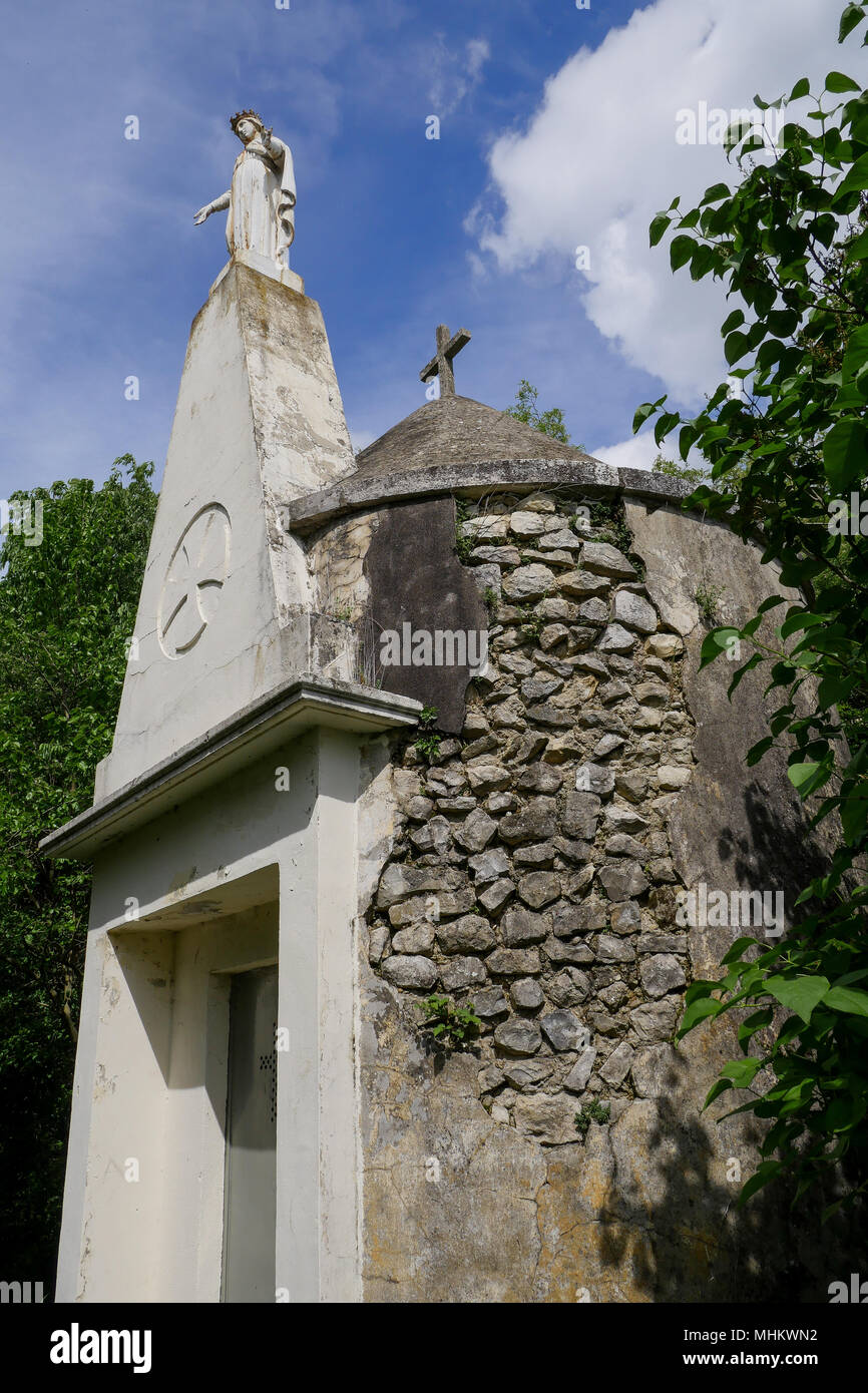 Holly Virgin statue settled on top of a Chappe Semaphore tower, Livron ...